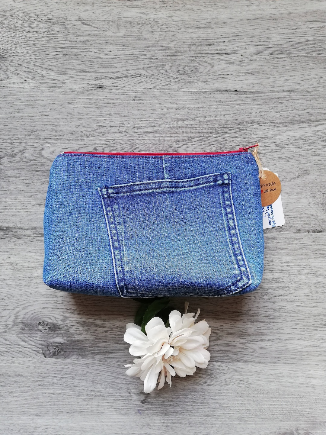 Eco-friendly Denim Makeup Bag: Upcycled Jeans Pencil Case With Pockets ...
