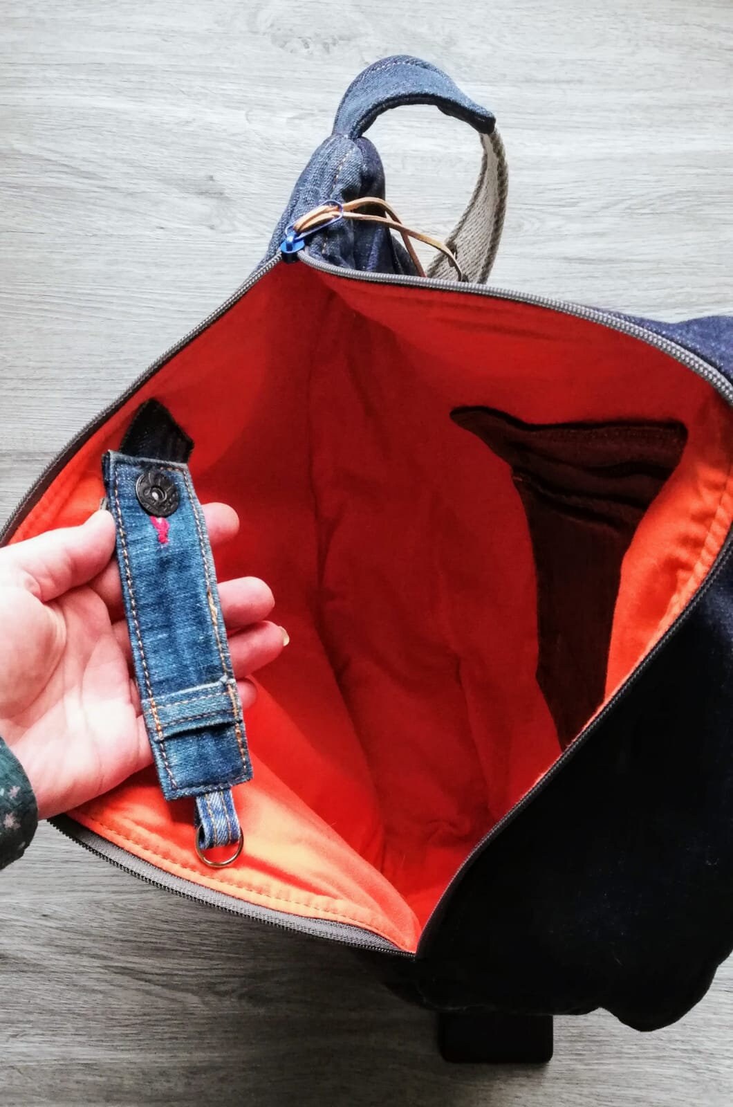 Denim Crossbody Sling Backpack Bag, Large Upcycled Jeans Pocket Chest ...