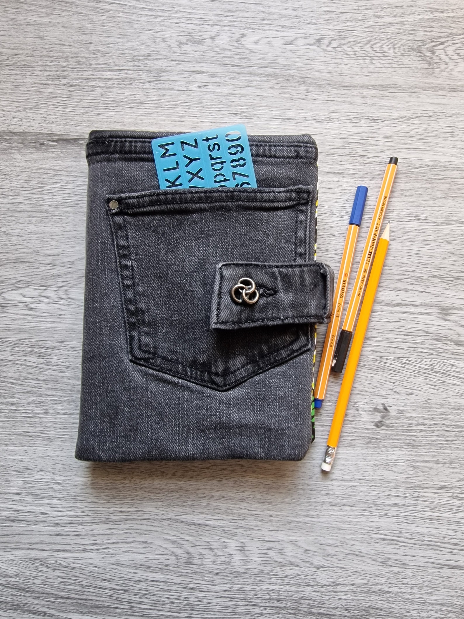Denim Fabric Book Cover A5 Notebook, Upcycled Jeans A5 Journal ...