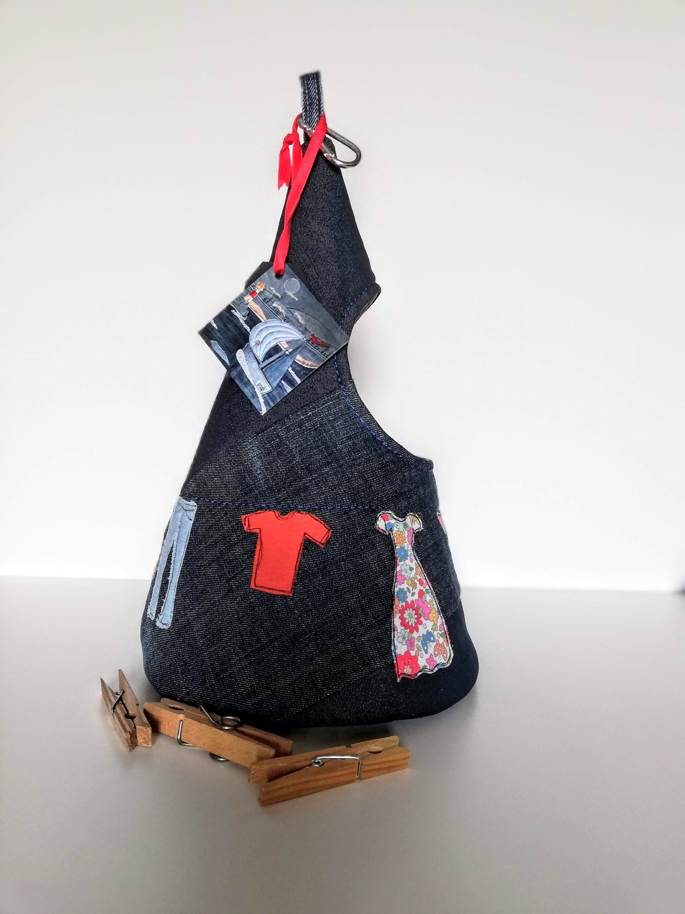 Large Peg Bag, Conical/cone/swedish Clothespin Storage With Applique ...