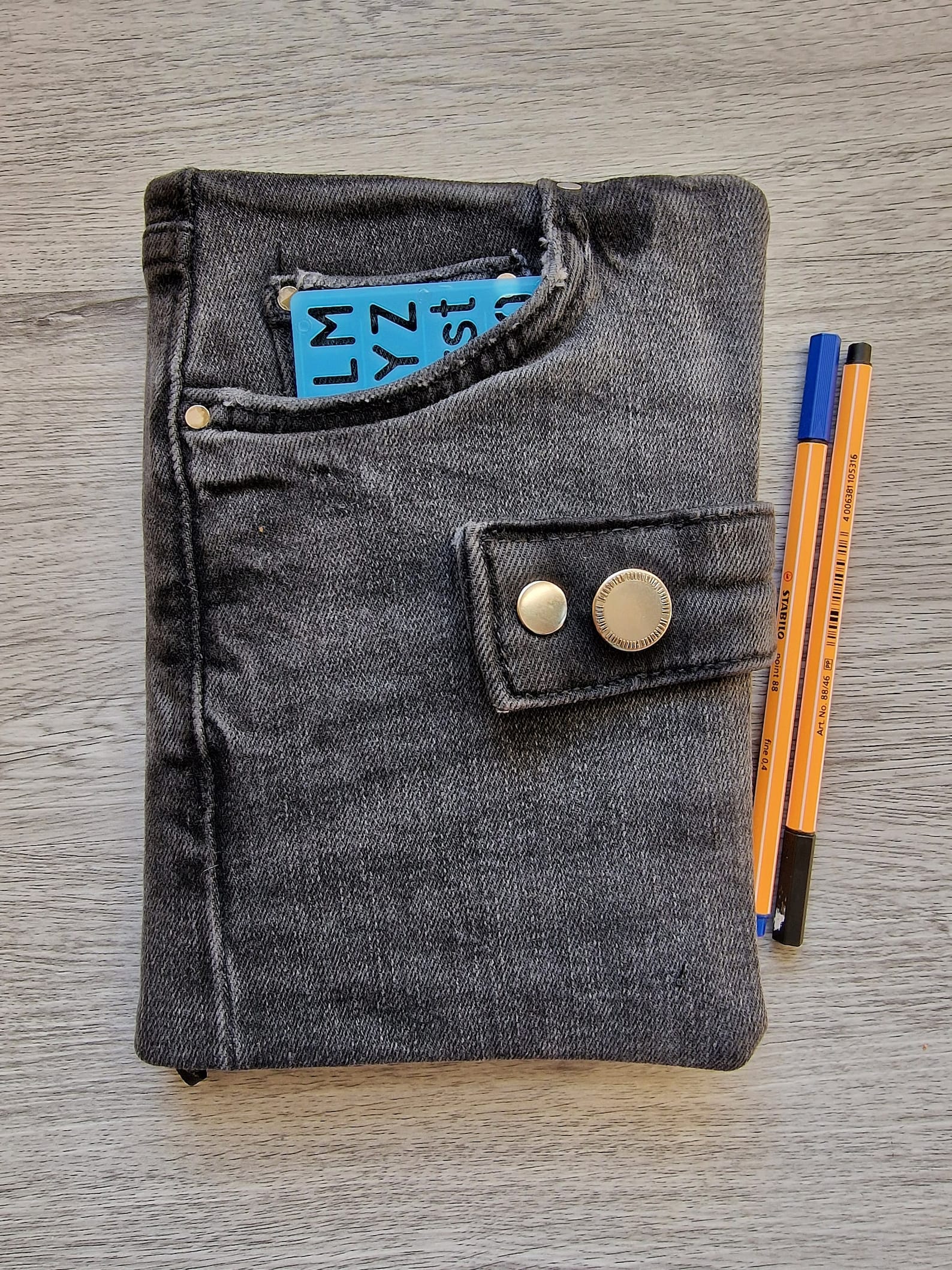 Denim Fabric Book Cover + A5 Notebook, Upcycled Jeans A5 Journal ...