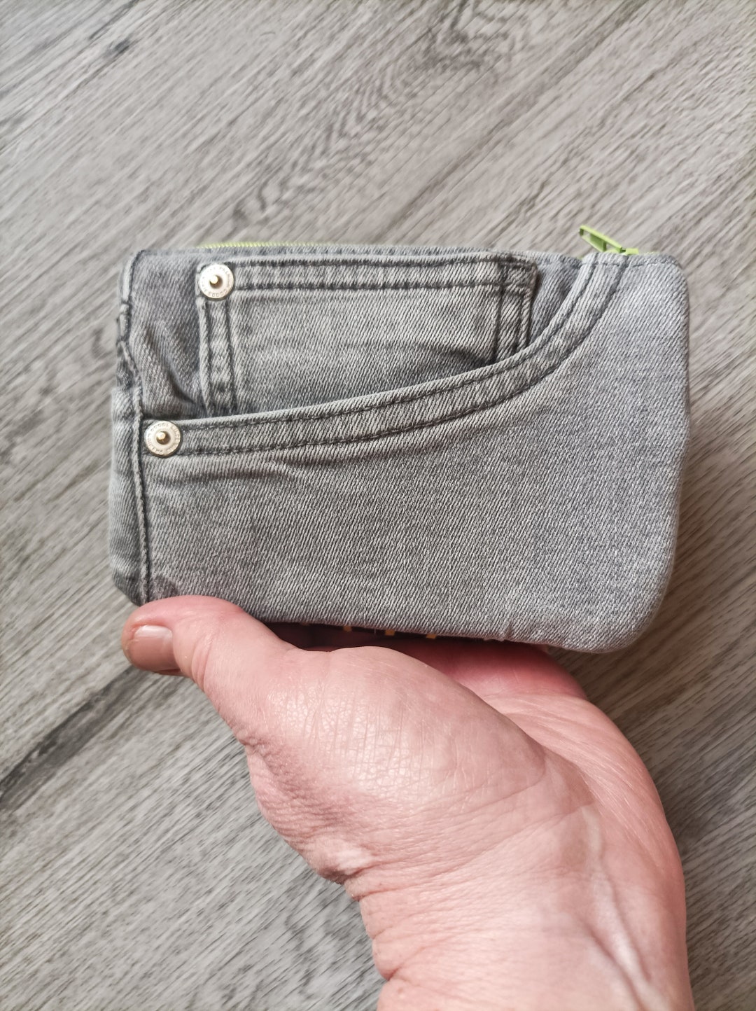 Upcycled Denim Coin Purse With Bifold Wallet, Recycled Jeans Zipped ...