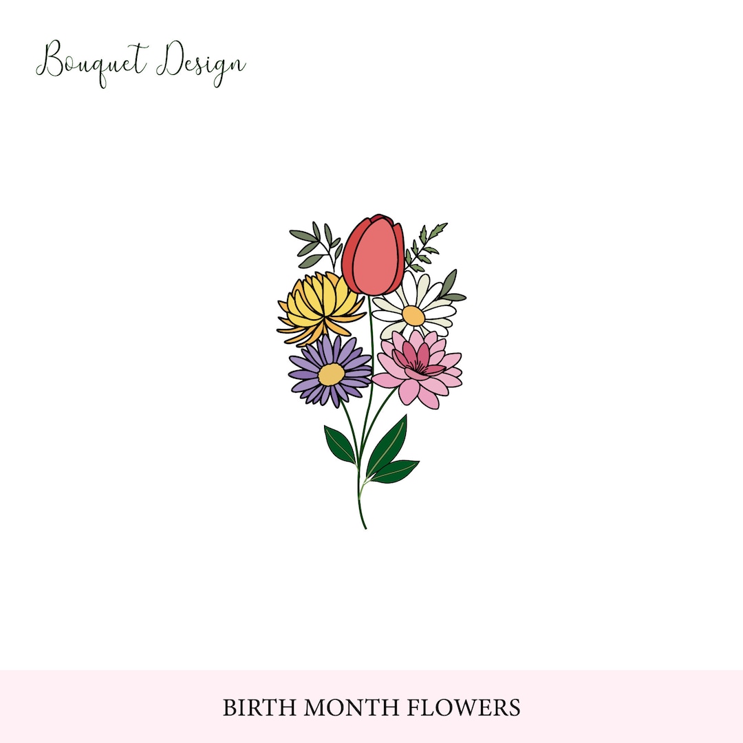 Family Birthday Flowers Bouquet, Custom Birth Month Flowers Design ...