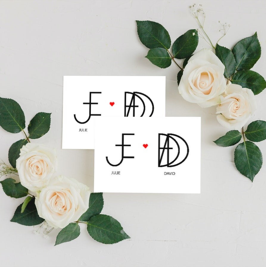 Personalized Tattoo / Letters Logo / Custom Two Names Two Logos ...