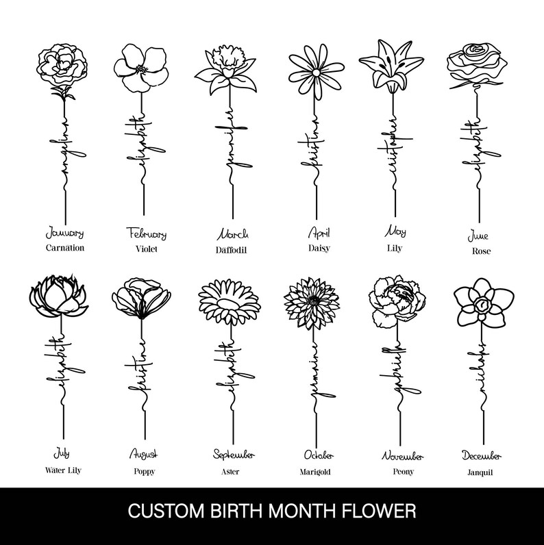 Birth Month Flower, Birth Month Svg Bundle, 2 Birth Month Flowers ...
