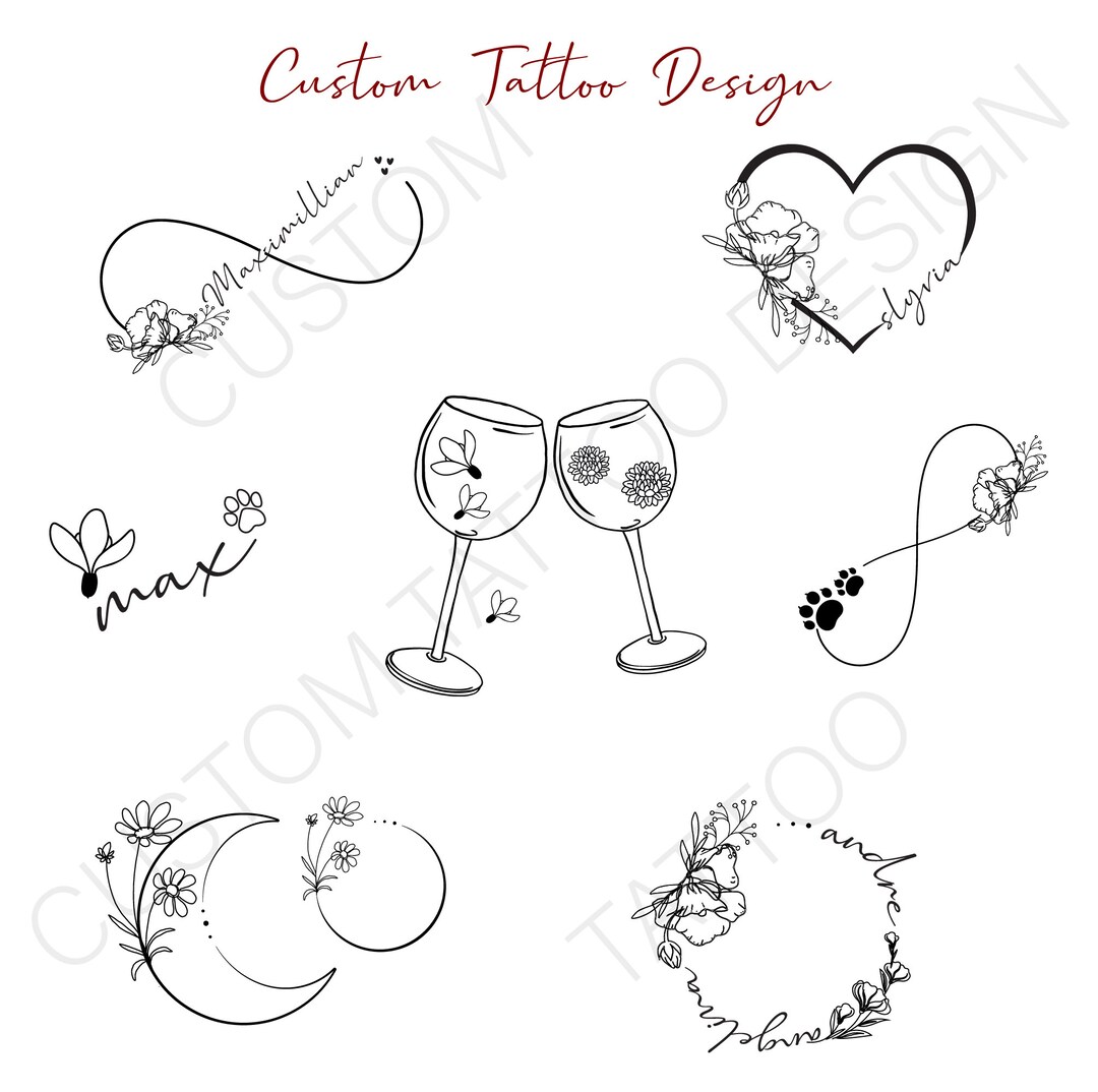 Custom Tattoo Design, Personalized Creative Design, Birth Month Flower ...