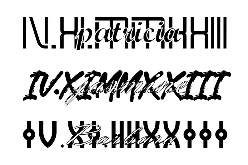Numerals and Name Tattoo, Roman Numeral Tattoo, Custom Name Design ...