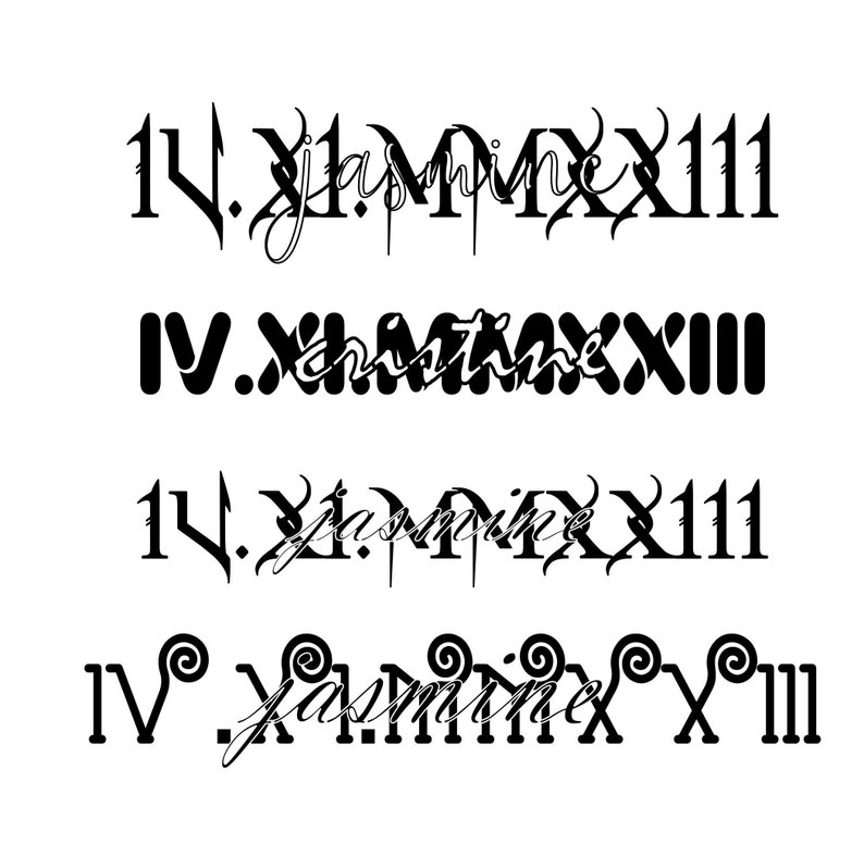 Numerals and Name Tattoo, Roman Numeral Tattoo, Custom Name Design ...