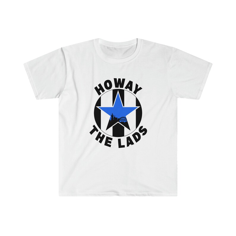 Newcastle United Howay the Lads Blue Star T Shirt Black & White Stripes ...