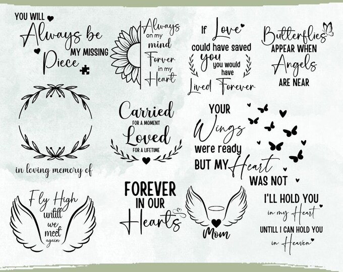 Memorial Svg Bundle, Bereavement Svg, Angel in Heaven Svg , Grief Svg ...