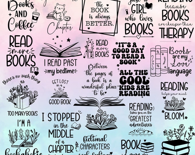 Reading Svg Bundle, Book Lover Svg, Book Svg, Library Svg, Book Quotes ...
