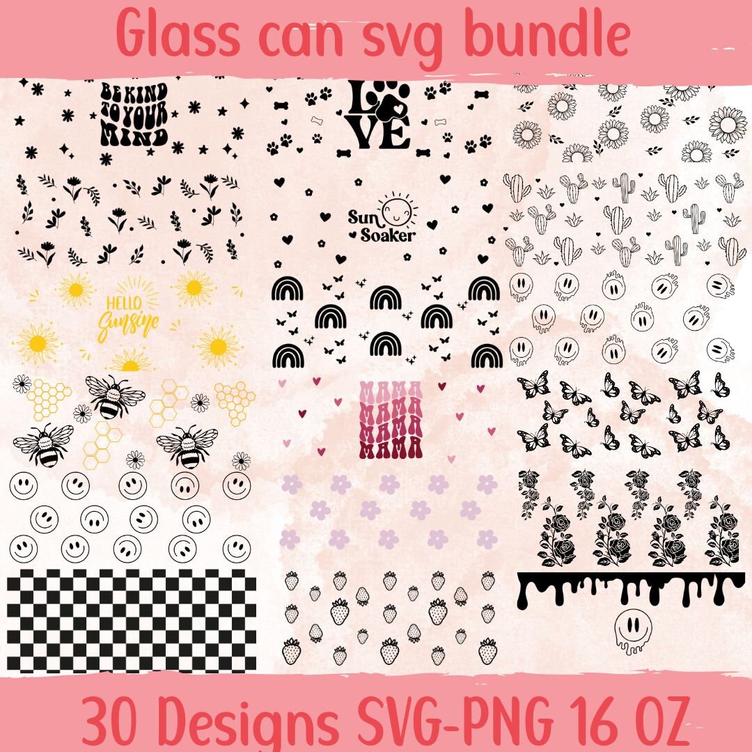 Glass Can Svg Bundle Coffee Glass Wrap Svg Floral Wrap Svg - Etsy