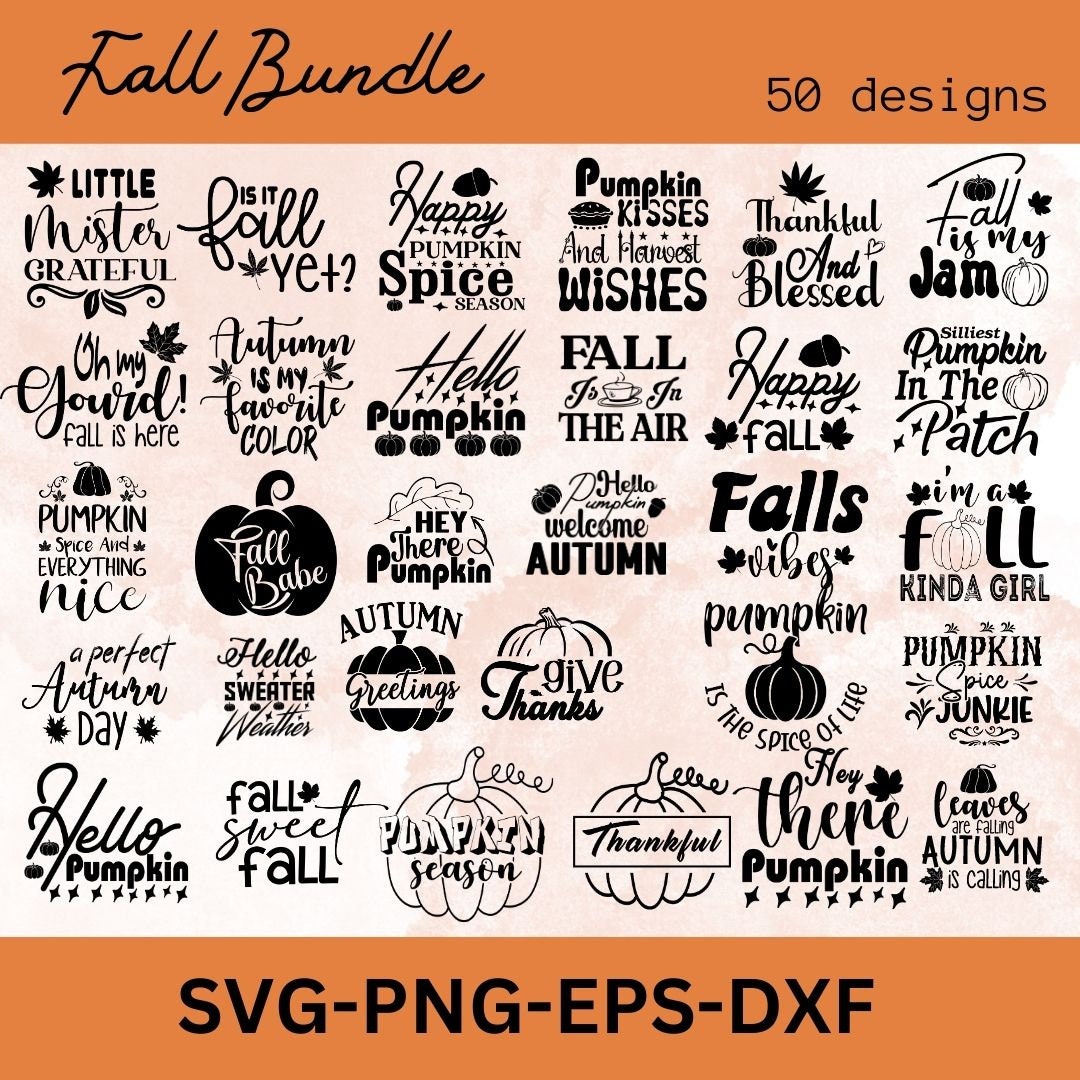 Fall Svg Happy Fall Svg Fall Svg Bundle Autumn Svg Bundle - Etsy