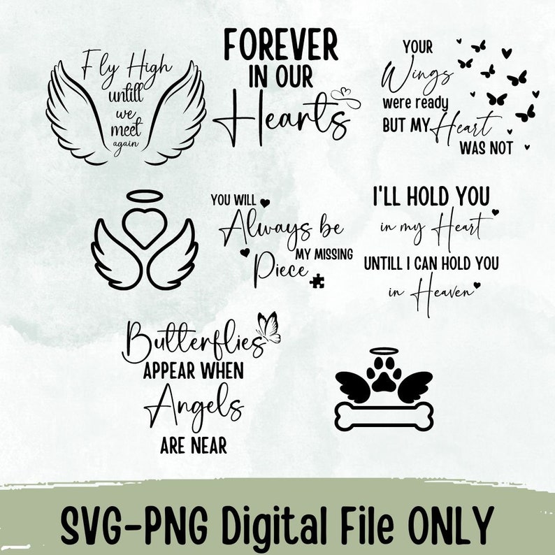 Memorial Svg Bundle Bereavement Svg Angel in Heaven Svg - Etsy UK