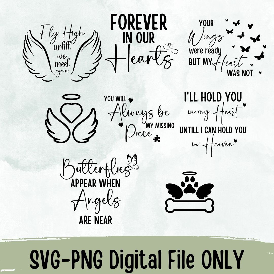 Memorial Svg Bundle Bereavement Svg Angel in Heaven Svg - Etsy UK