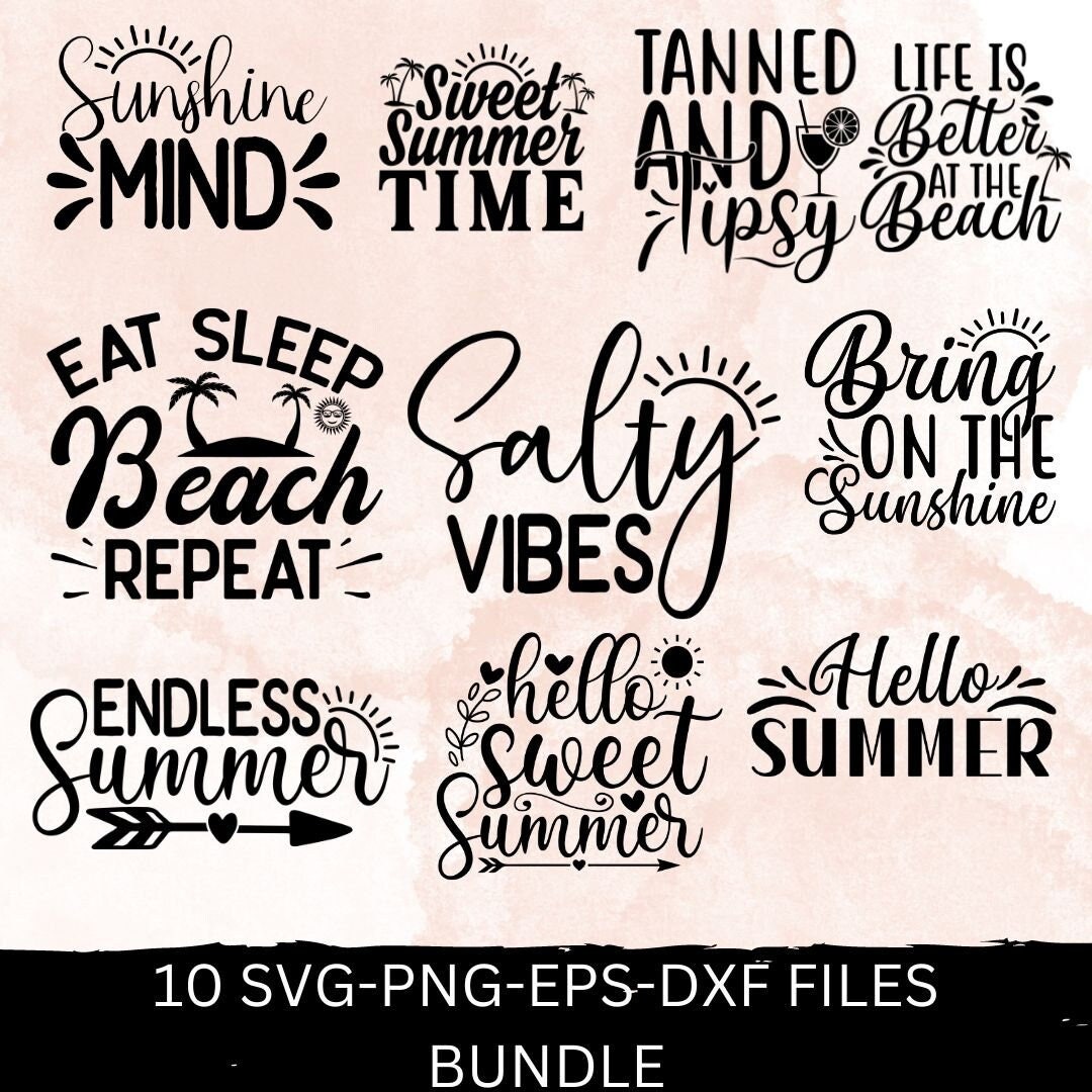 Summer Bundle SVG, Beach Svg, Summertime Svg, Funny Beach Quotes Svg ...