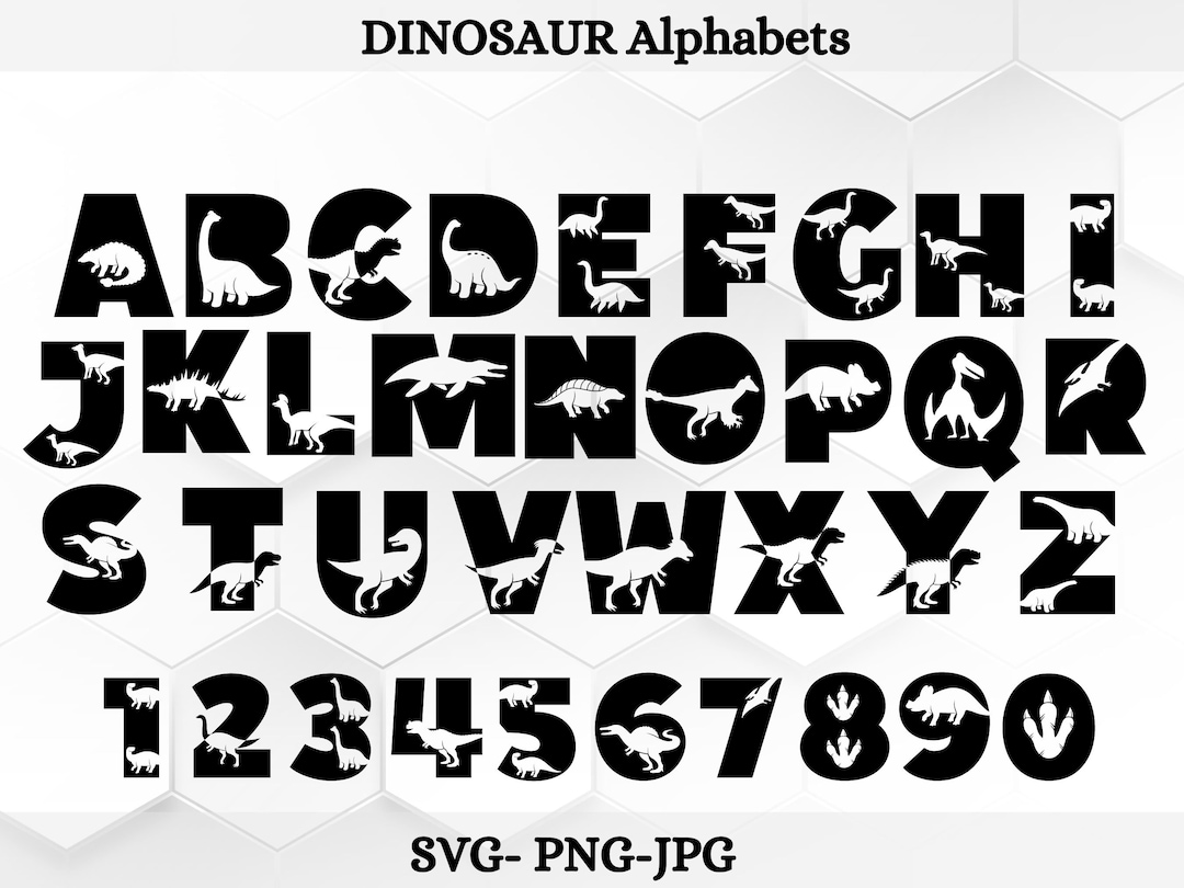 Dinosaur FONT SVG, Dinosaur Alphabet Svg, Dinosaur Svg Dinosaur Kids ...