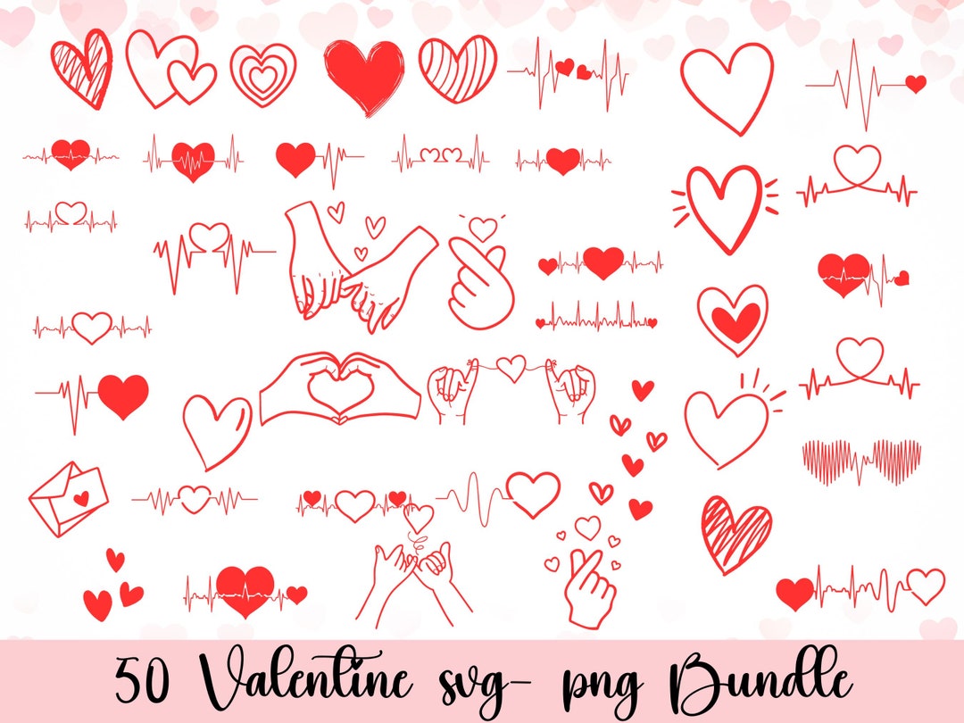 Heart SVG Bundle, Heart Clipart, Doodle Hearts, Valentines Svg, Hand ...