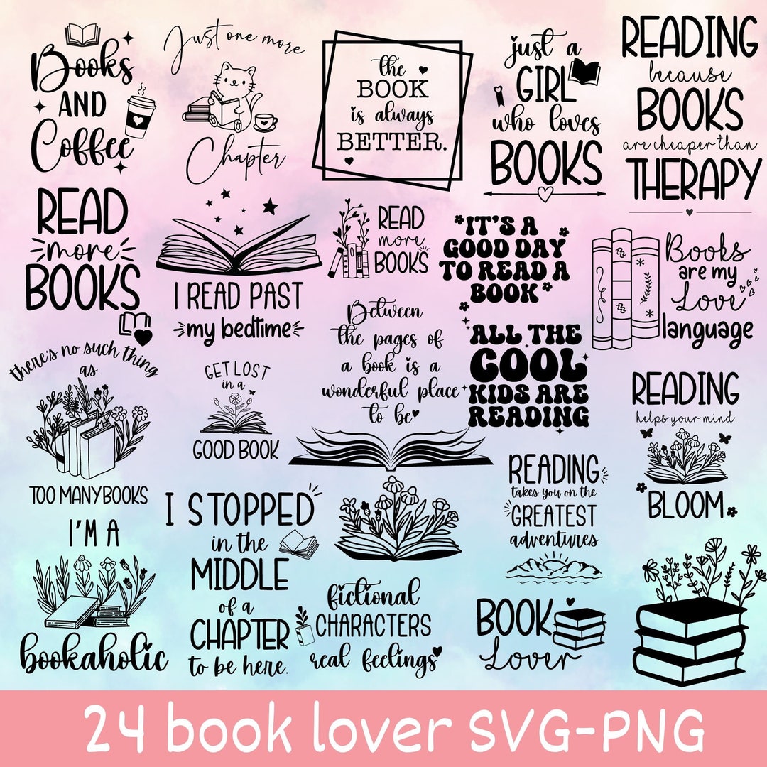 Reading Svg Bundle, Book Lover Svg, Book Svg, Library Svg, Book Quotes ...