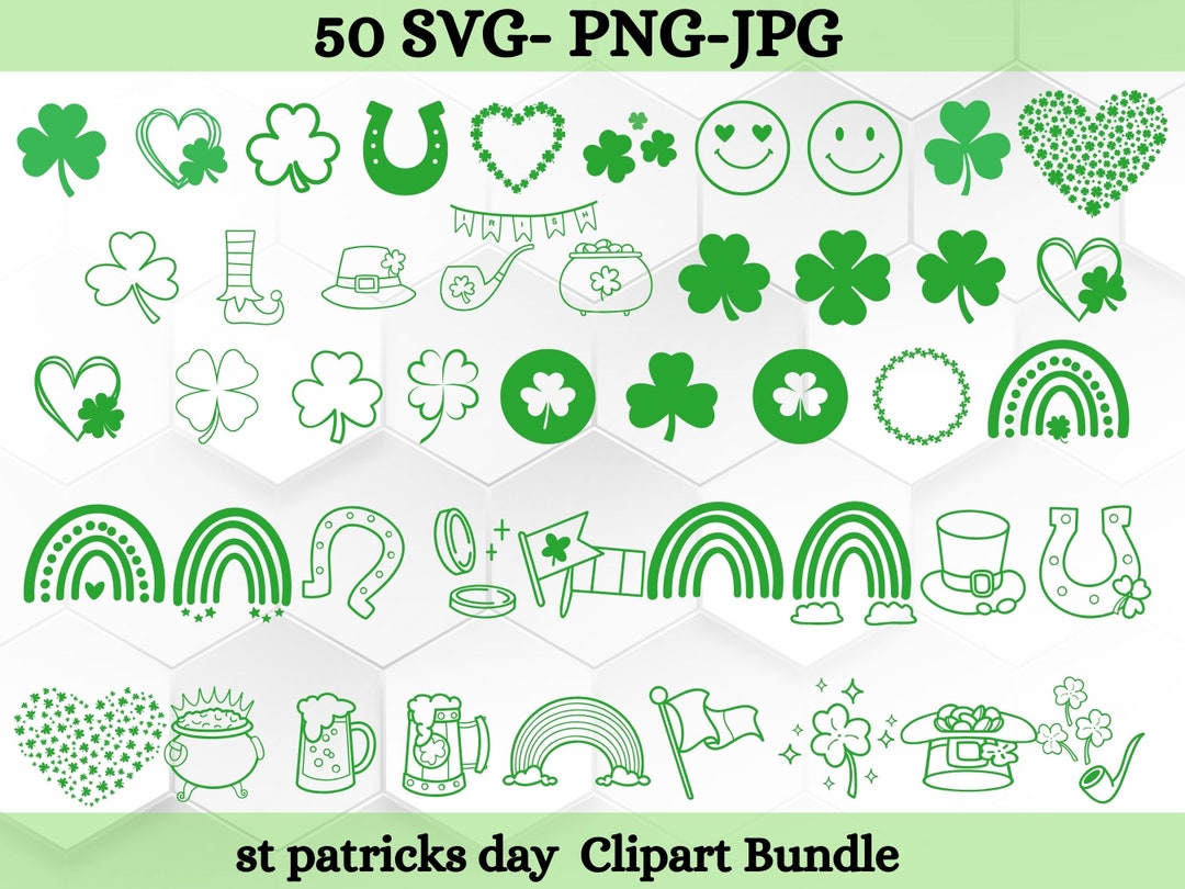 Clover Shamrock Clipart Bundle St Patricks Dayclover Leaf SVG Shamrock ...
