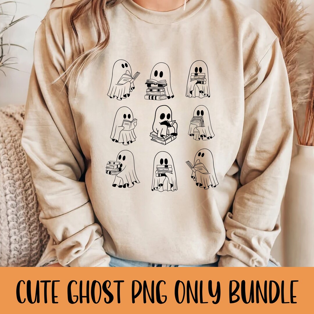 Funny Book Lover Halloween PNG, Cute Ghost Book Nerd, Ghost Halloween ...