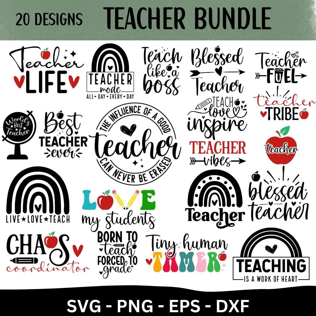 Teacher Svg Bundle for End Term Gift Back to School Gift Teacher ...