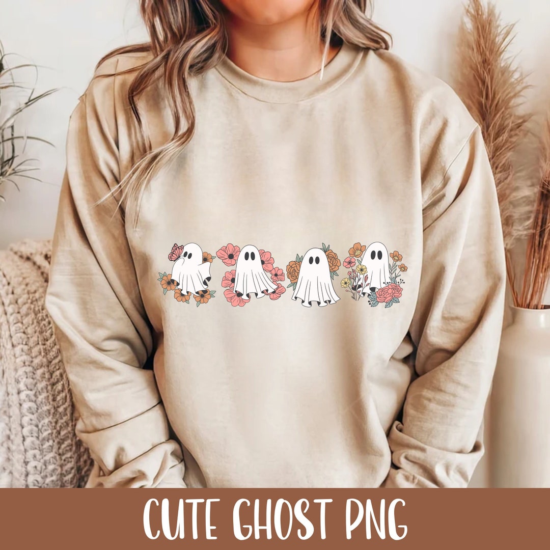 Spooky Season Ghost Png | Cute Ghost Png | Retro Halloween Png | Hippie ...