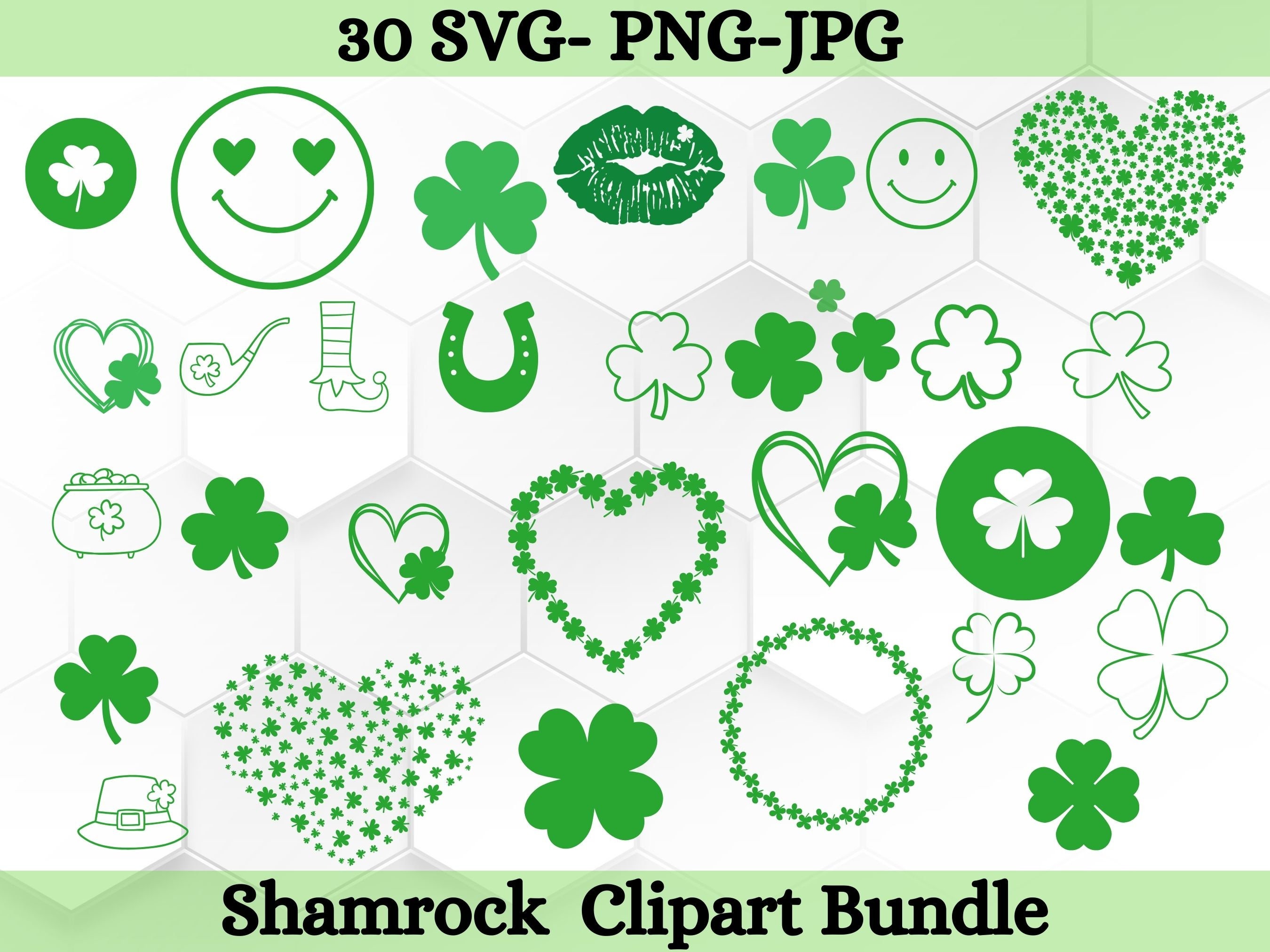 Shamrock Clipart Bundle St Patricks Dayclover Leaf SVG, Shamrock SVG ...