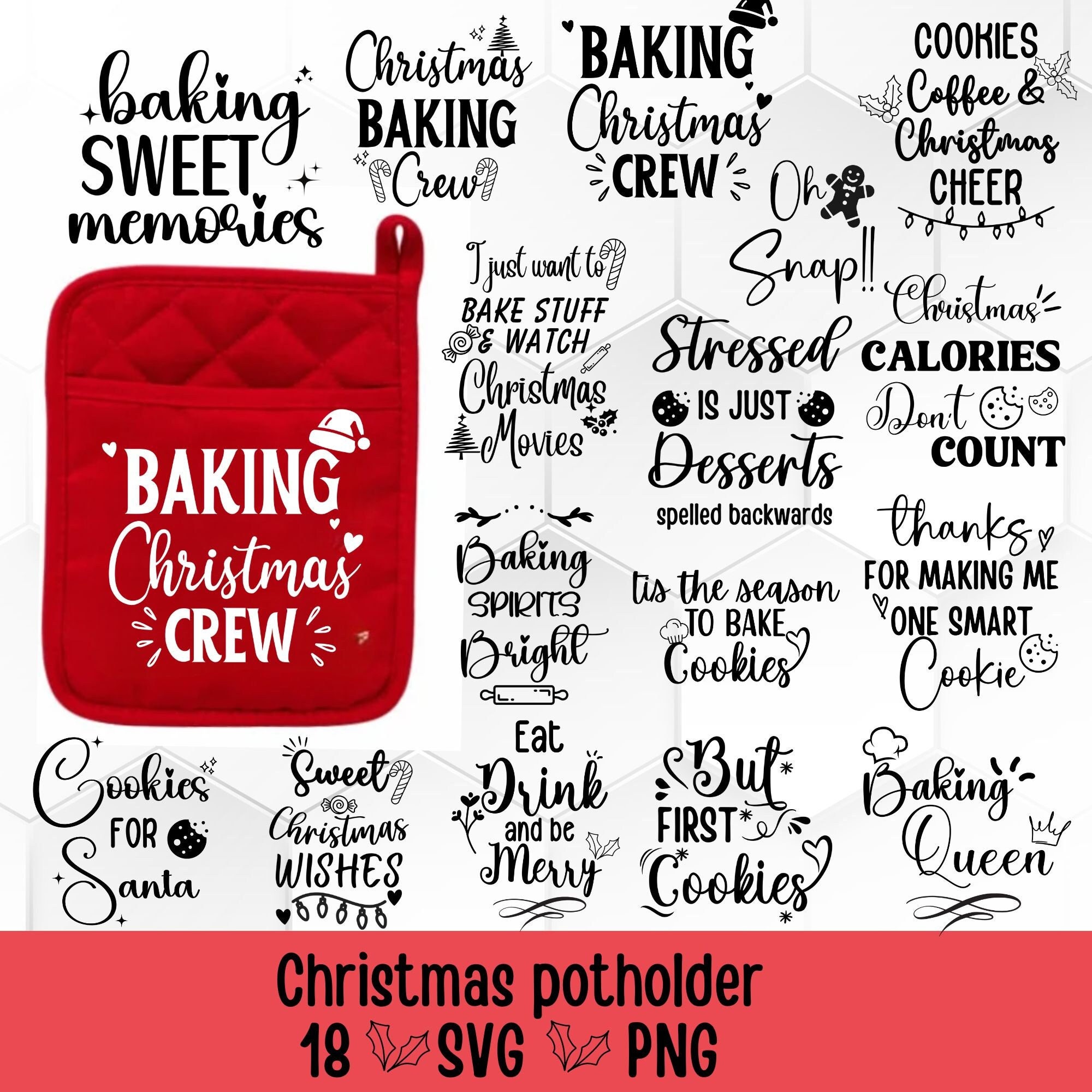 Christmas Pot Holder SVG Bundle, Potholder Svg, Christmas Svg, Oven ...