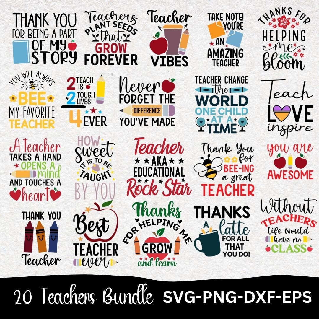 Teacher SVG Bundle Funny Teacher Life Teacher Gift Best Teacher Teacher ...