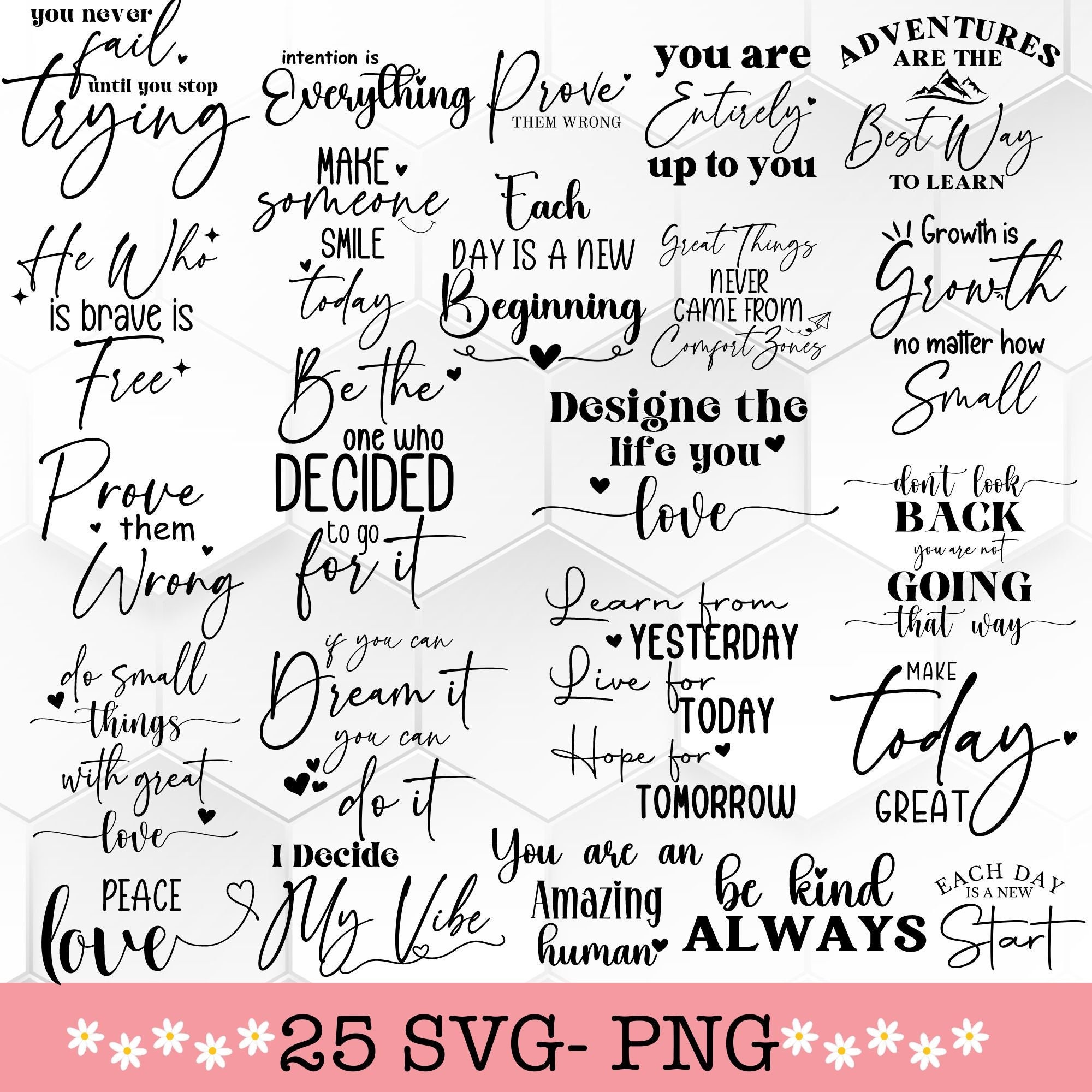 Motivational Svg Bundle, Positive Quote, Self Love Svg, Affirmation Svg ...