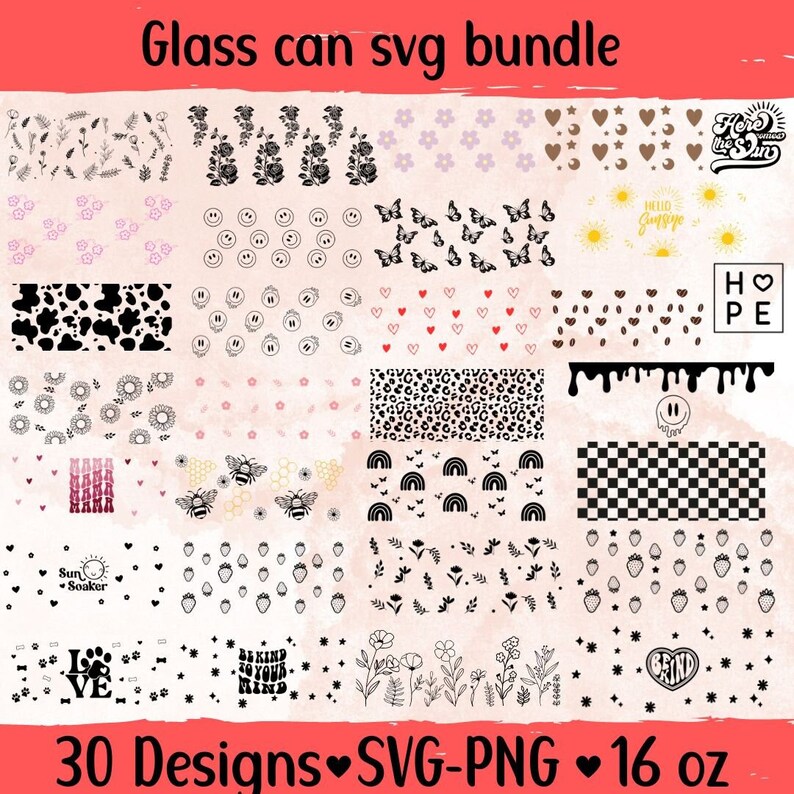 Glass Can Svg Bundle Coffee Glass Wrap Svg Floral Wrap Svg - Etsy