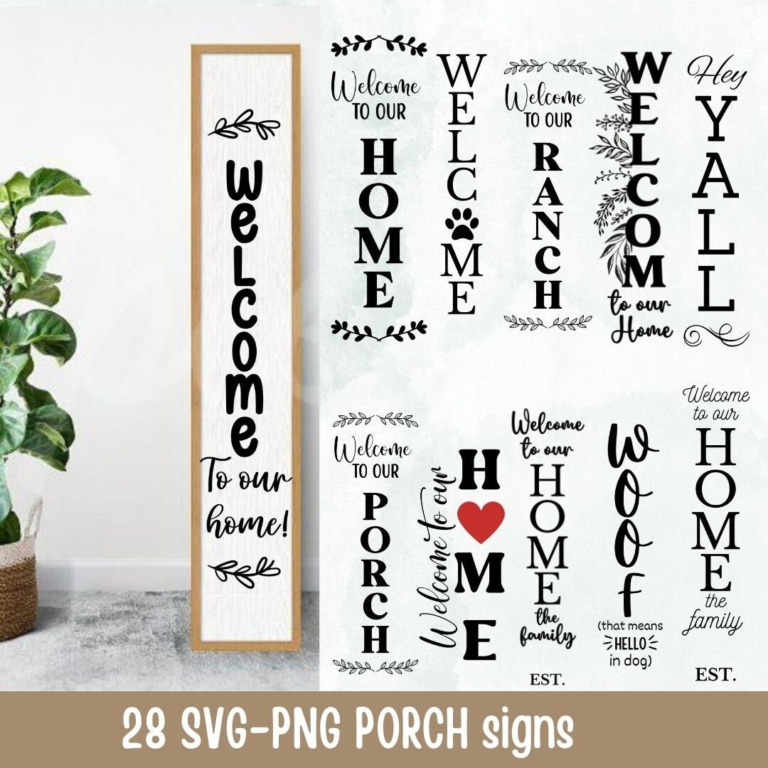 Porch Sign Svg, Porch Sign Svg Bundle, Welcome Svg, Vertical Welcome ...