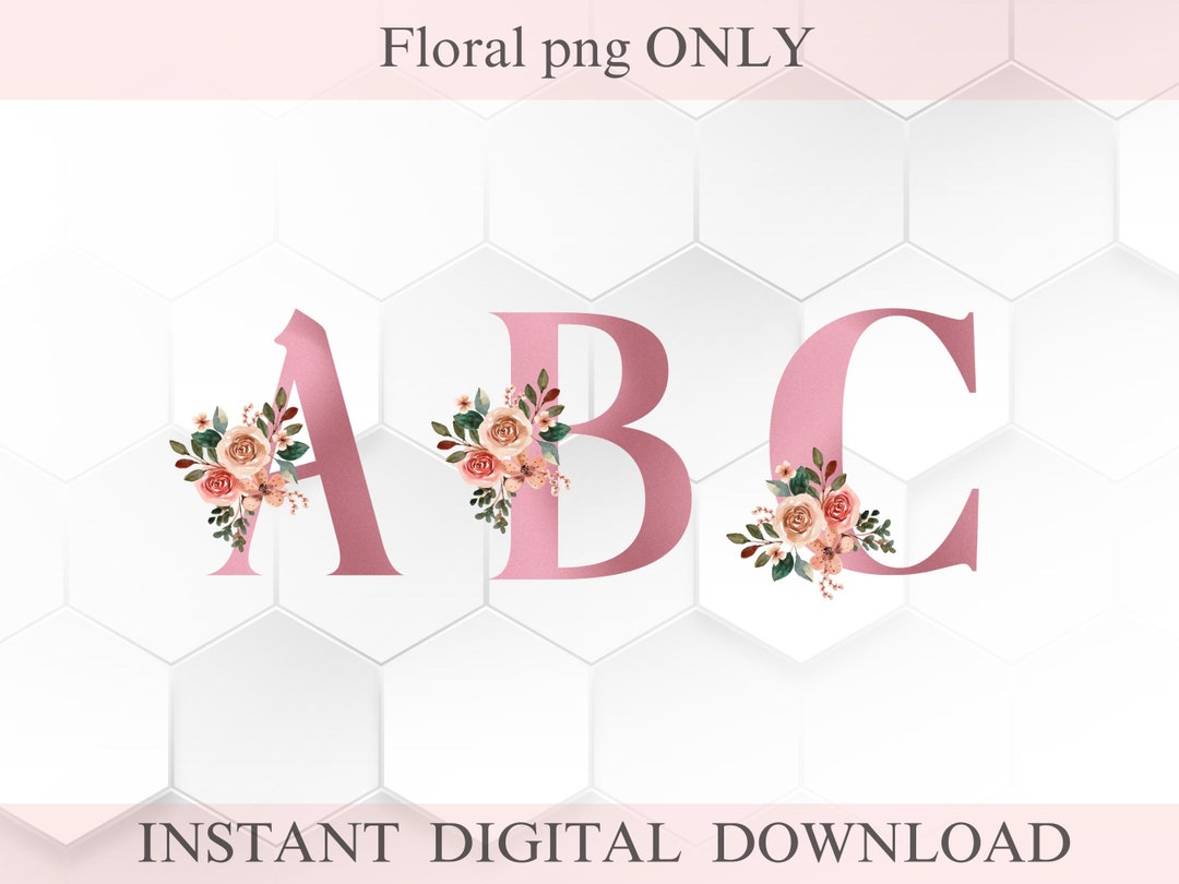 Floral Alphabet, Watercolor Floral Alphabet, Floral Alphabet, Floral ...