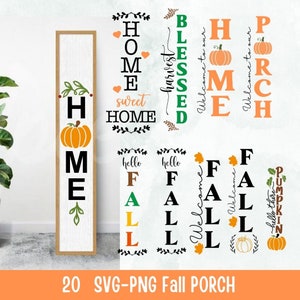 Fall Porch Sign SVG Bundle,welcome Fall Svg, Vertical Welcome Fall ...
