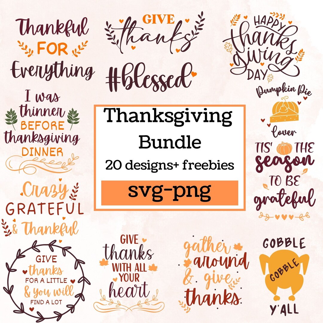 Thanksgiving Svg Bundle, Fall Svg, Thankful Svg, Pumpkin Svg, Turkey ...