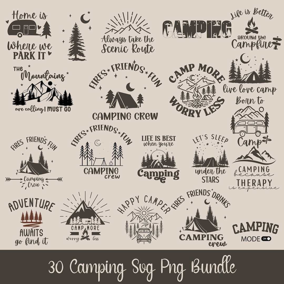 Boho Camping Svg Png Bundle, Camping Svg, Camp Life Svg, Camping Sign ...