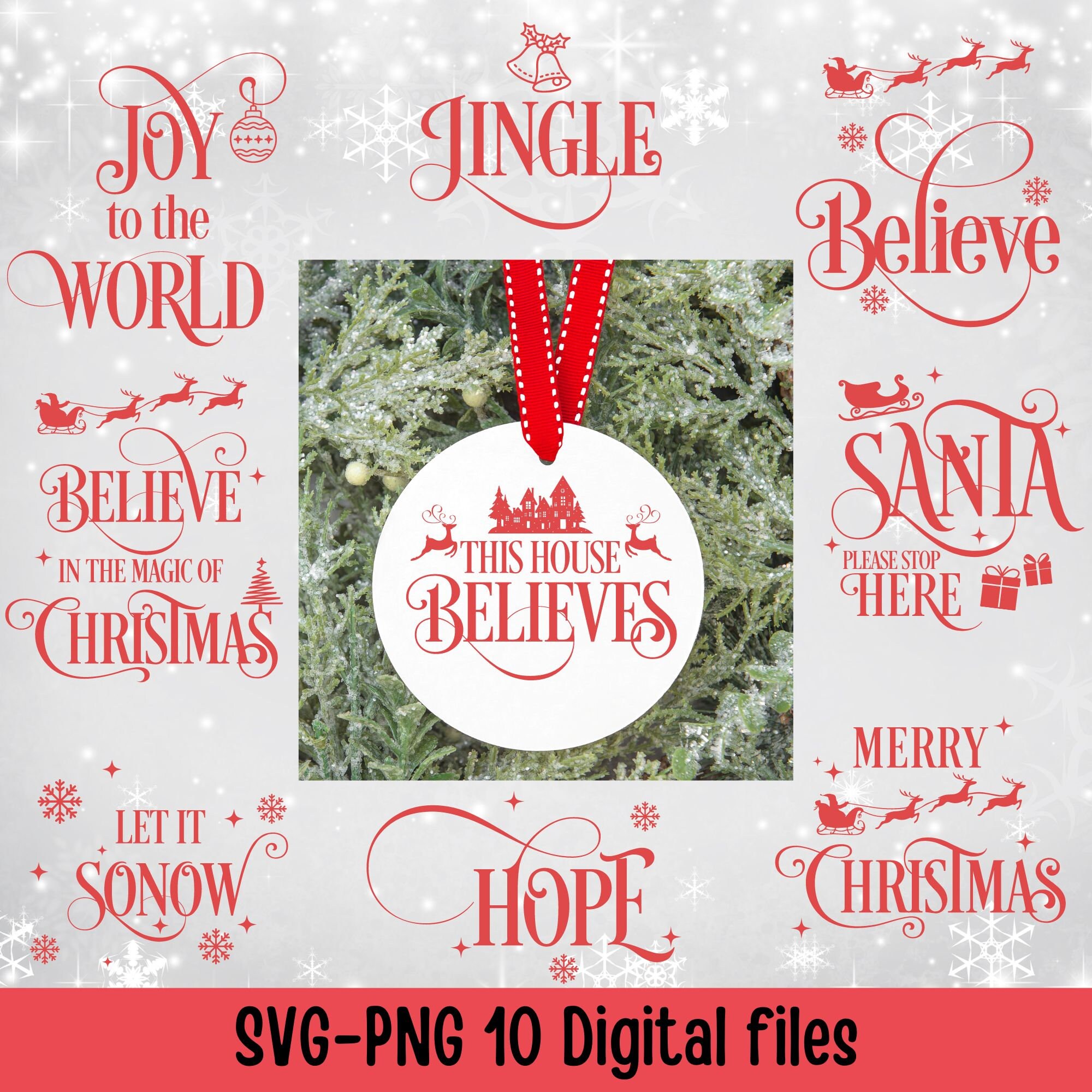 Christmas Ornament Svg Bundle Hand Lettered Christmas Svg Believe Svg ...