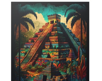 Mayan Civilization Beautiful Pyramid - Satin Posters (210gsm) - 16" X ...