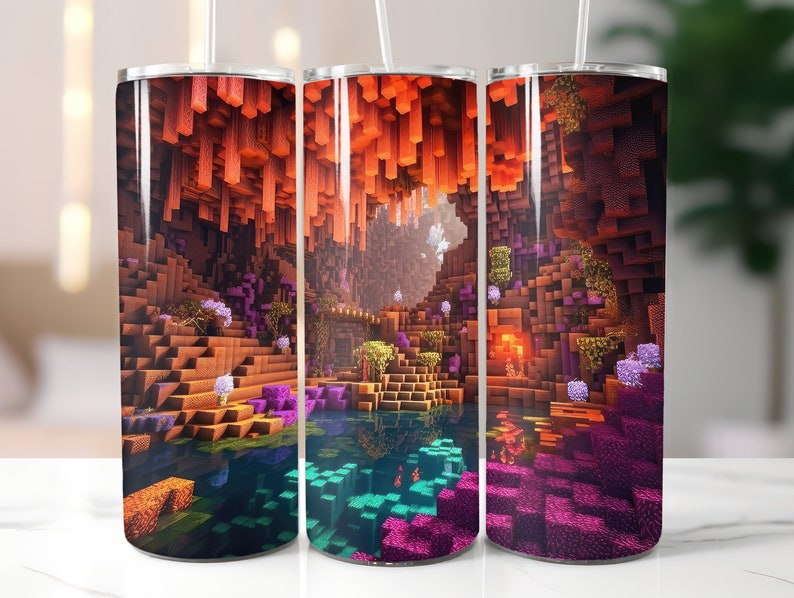 Minecraft Tumbler Wrap 20 Oz straight or Tapered, 32 Oz Digital ...