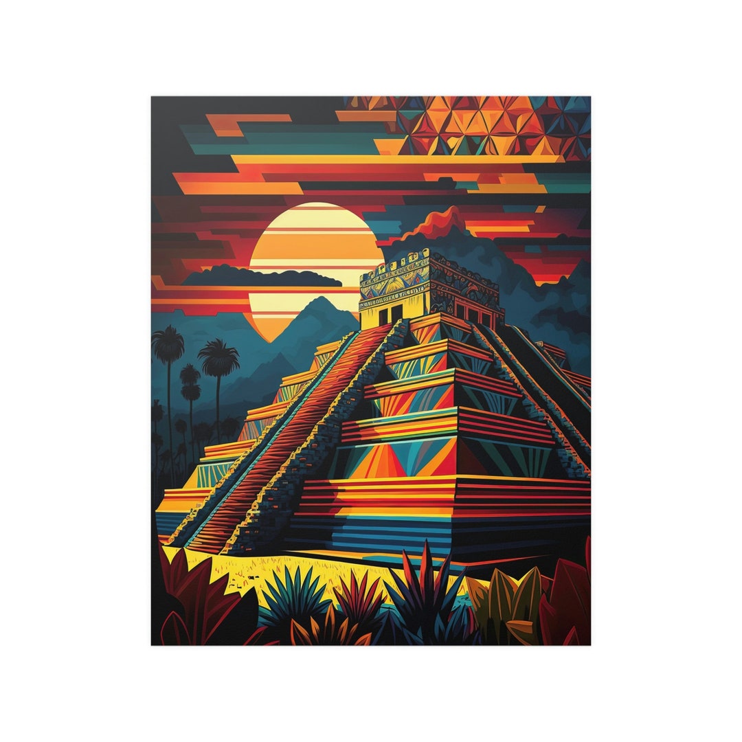 Mayan Civilization Beautiful Pyramid - Satin Posters (210gsm) - 16" X ...
