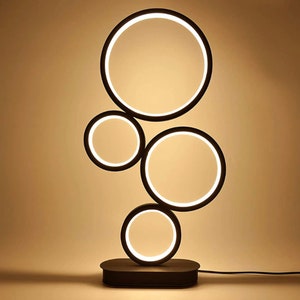 RGB LED Ring Table Lamp Smart APP Control 8W Dimmable Ambient Lighting ...