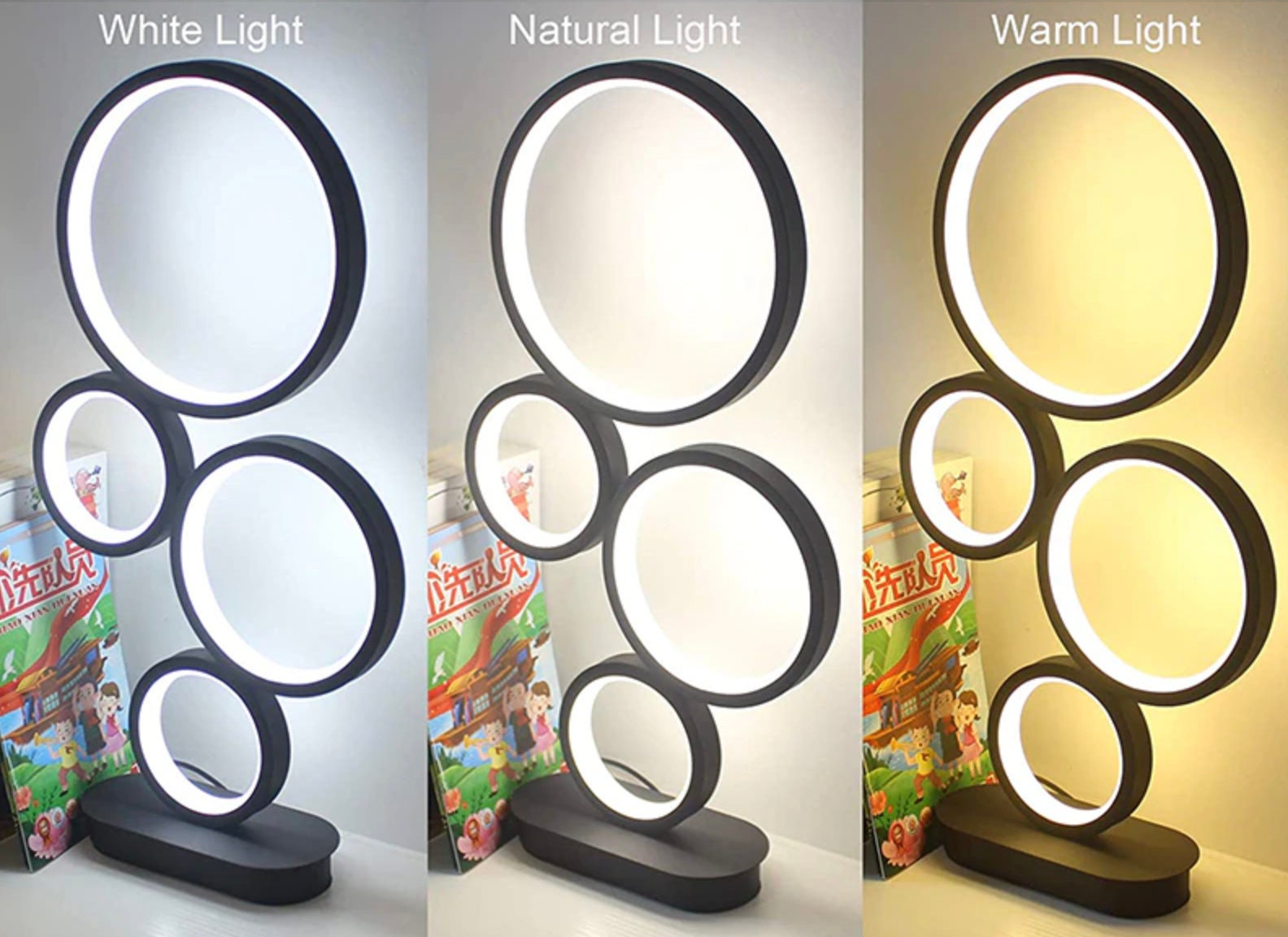 RGB LED Ring Table Lamp Smart APP Control 8W Dimmable Ambient Lighting ...