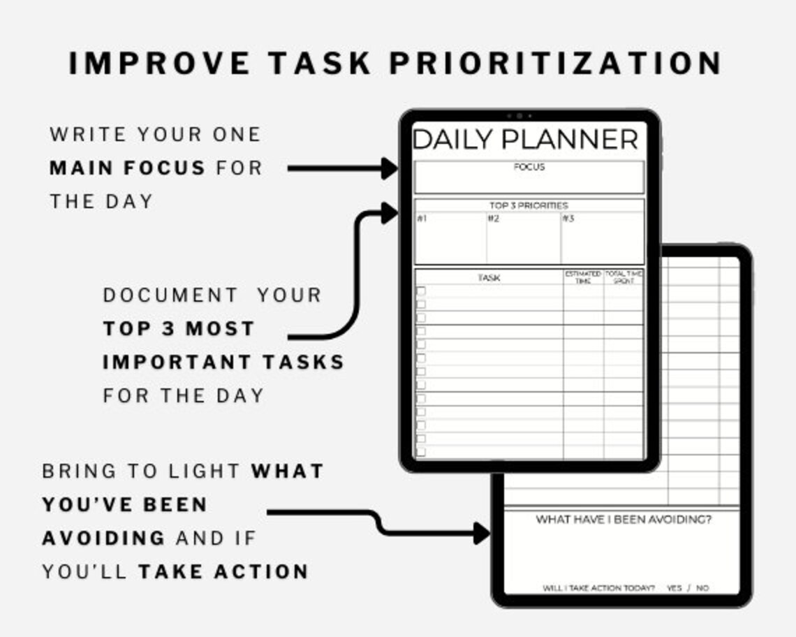 Daily Work Planner | 15 Minute Planner | Daily Planner | Digital Work ...