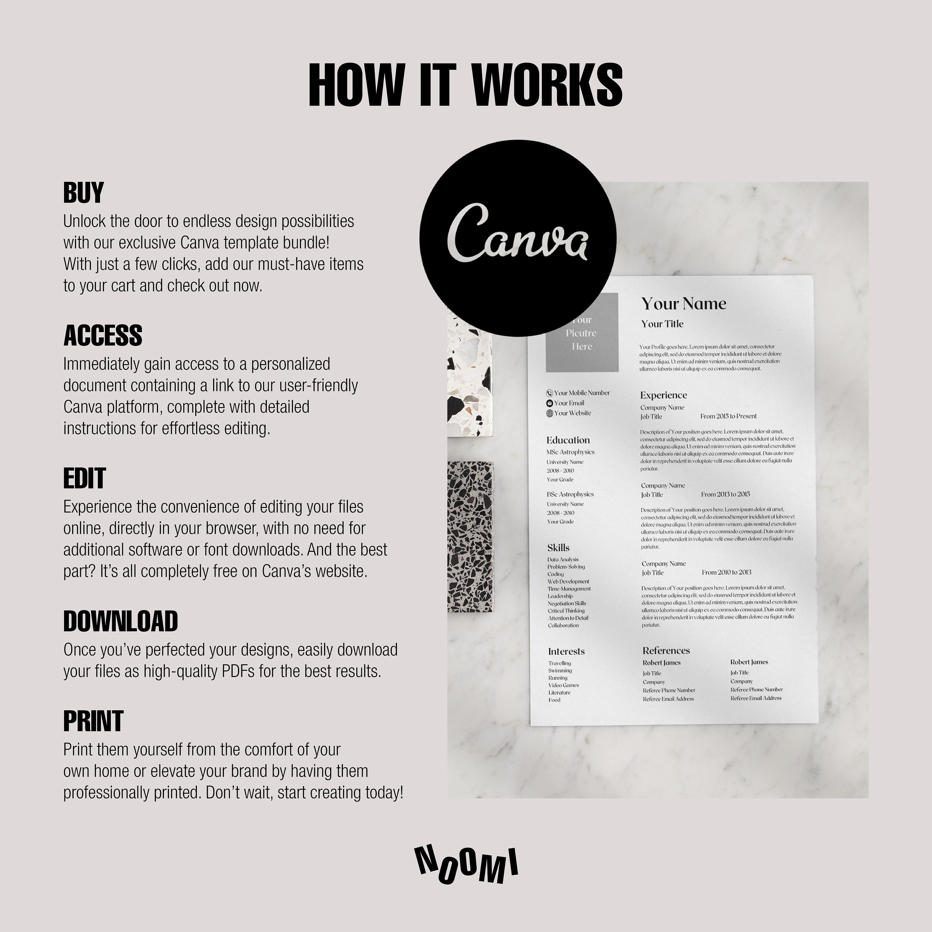 CV Resume Minimalist Professional Canva A4 Template Editable - Etsy
