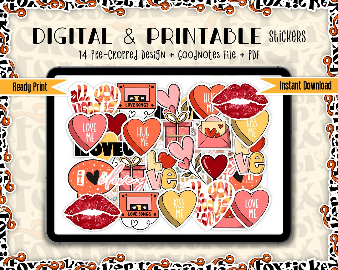 Love Stickers Bundle Romantic Heart Printable Stickers Ideal - Etsy