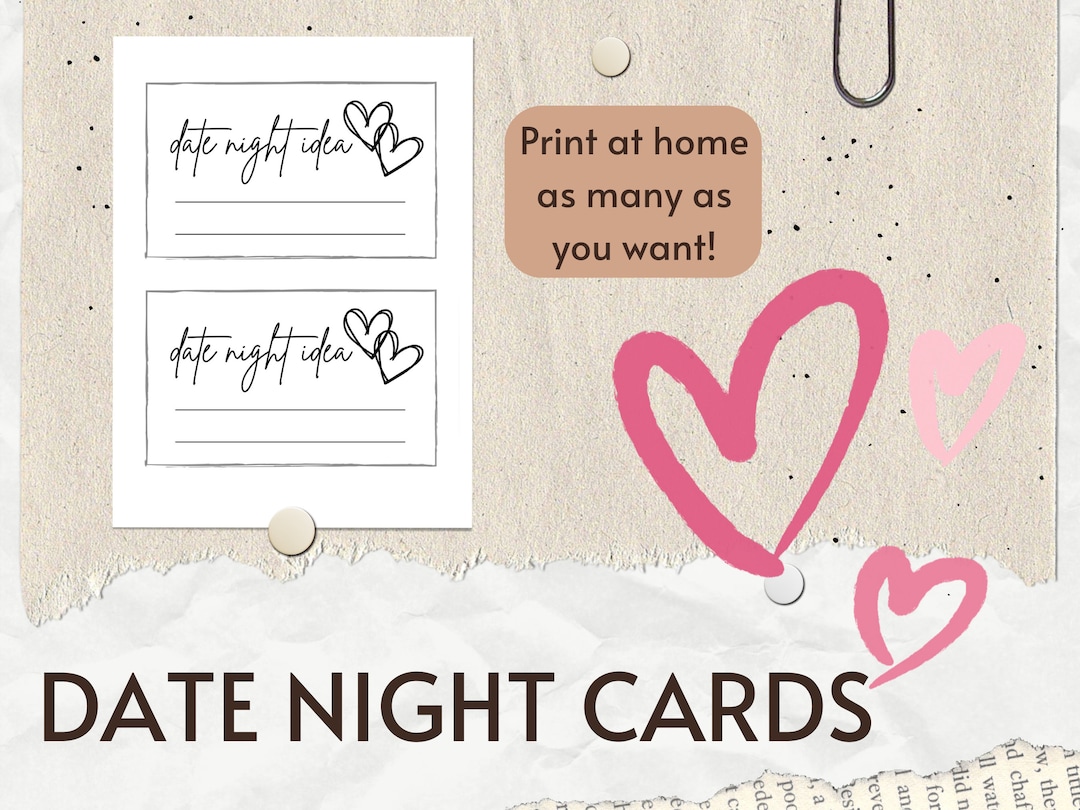 PRINTABLE Date Night Cards | 3 Different Sizes | Print as Many as You ...