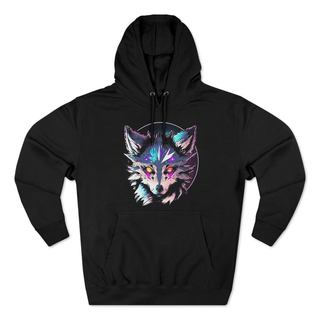 Psychedelic Wolf Hoodie Trippy Furry Fandom Jumper Cute Anthropomorphic ...