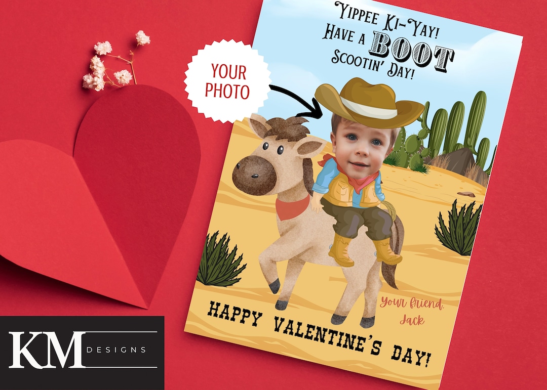 Cowboy Valentine, Horse Valentine, Custom Photo Valentine, Western ...