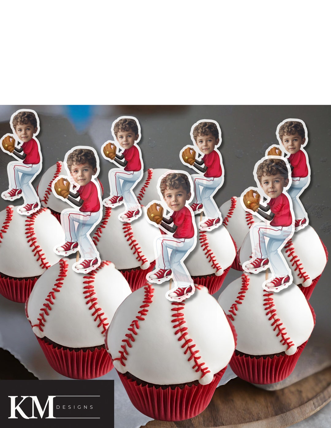 Baseball Player Cupcake Toppers Baseball Face Cupcake Toppers Baseball ...